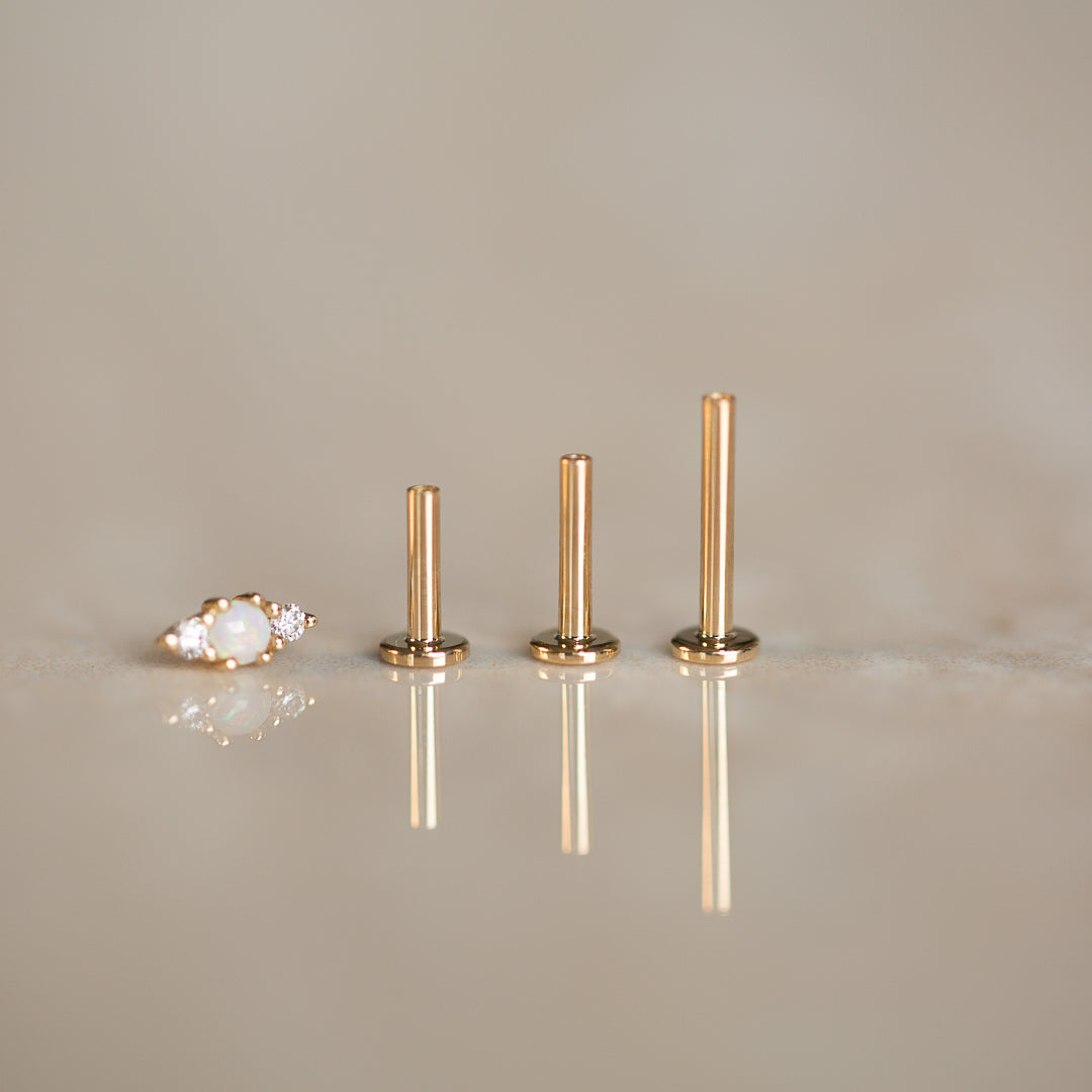Flat Back Piercing Post | 14ct Gold – Violet Gray Design